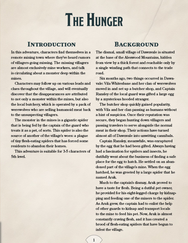 The Hunger - A 5e Horror Adventure | Lunch Break Heroes